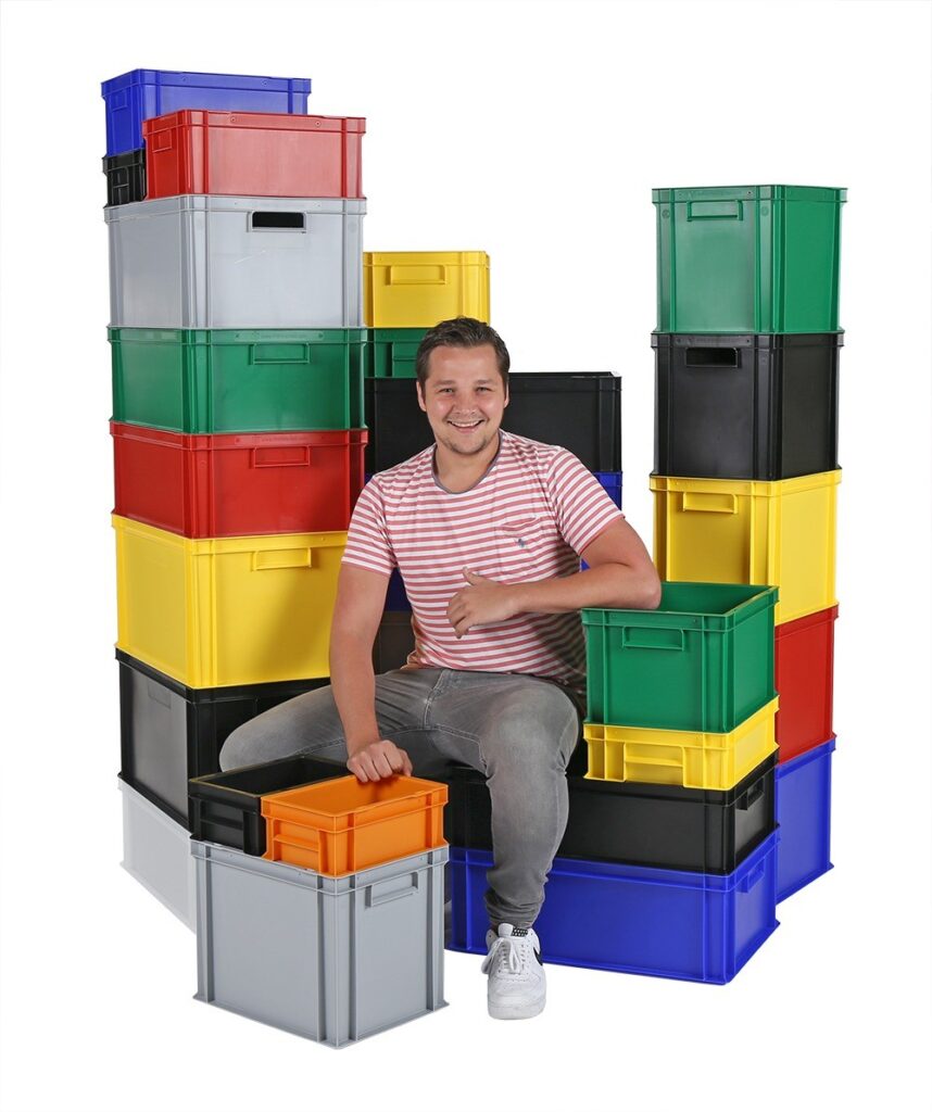 Accubox - Kunststof palletbox - 1200 x 1000 mm - 3 palletsledes - grijs ...
